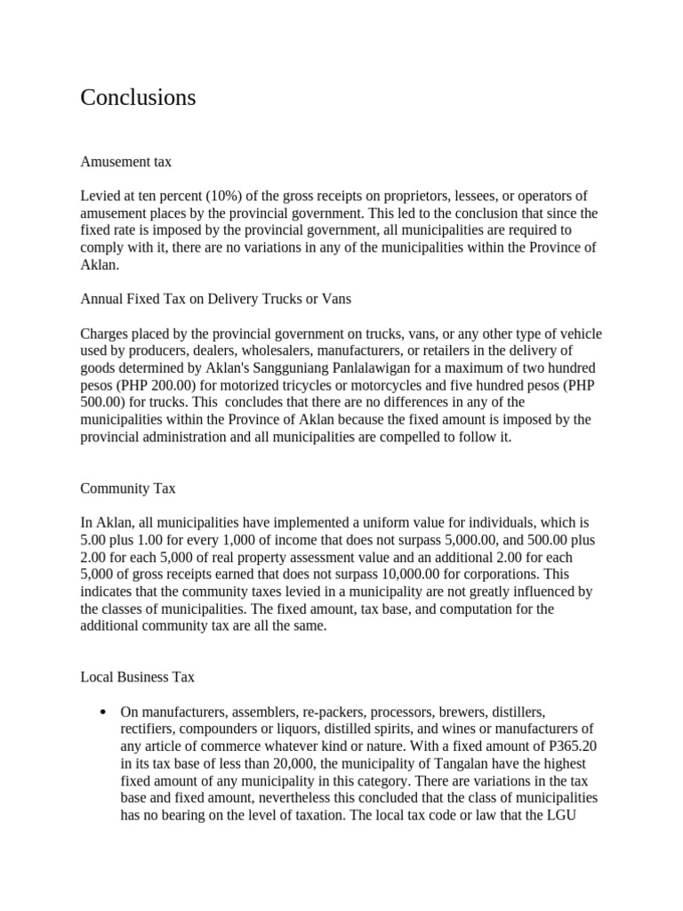 Conclusion | PDF | Taxes | Corporate Tax