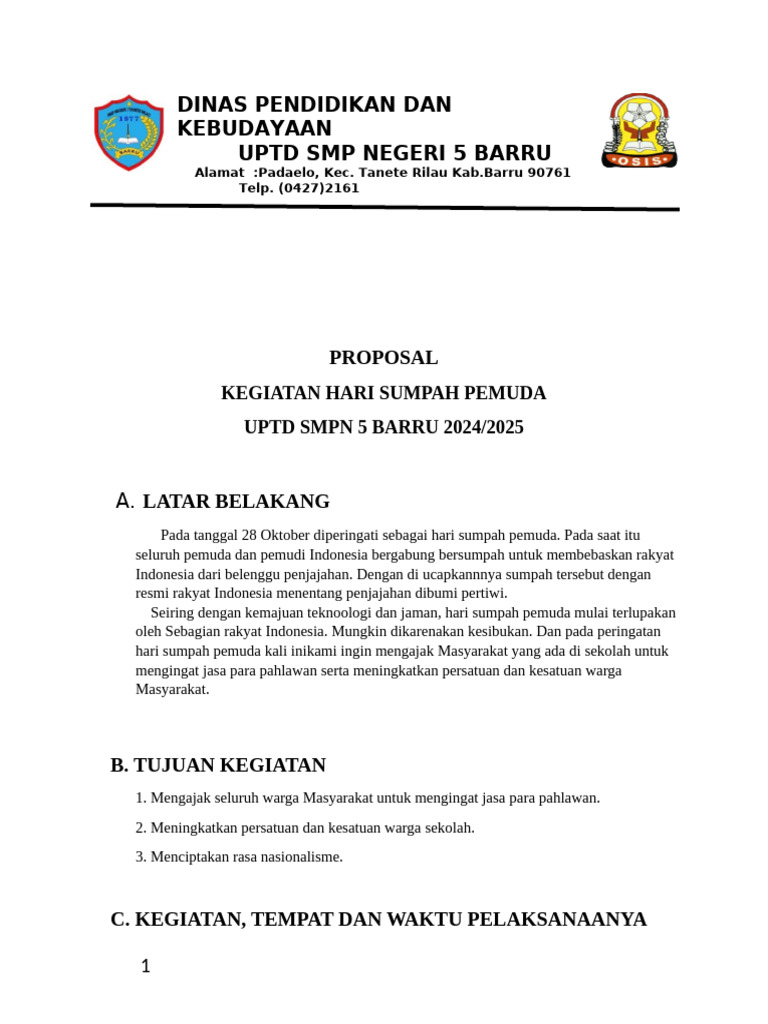 PROPOSAL SUMPAH PEMUDA OSIS (Baru) | PDF | Ilmu Sosial