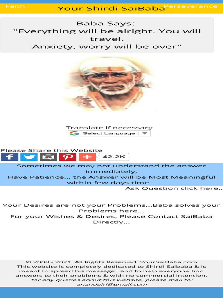 Saibaba Answers Shirdi Saibaba Will Solve Your PR | PDF