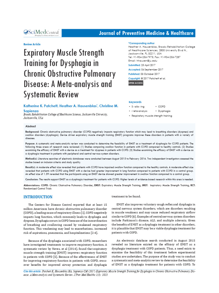 Expiratory Muscle Strength Training For Dysphagia in Chronic ...
