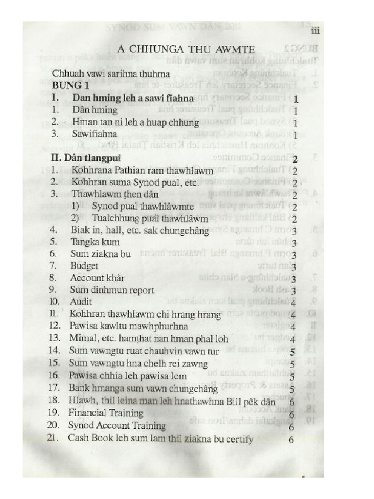 Synod Sum Vawn Dan 2011 | PDF