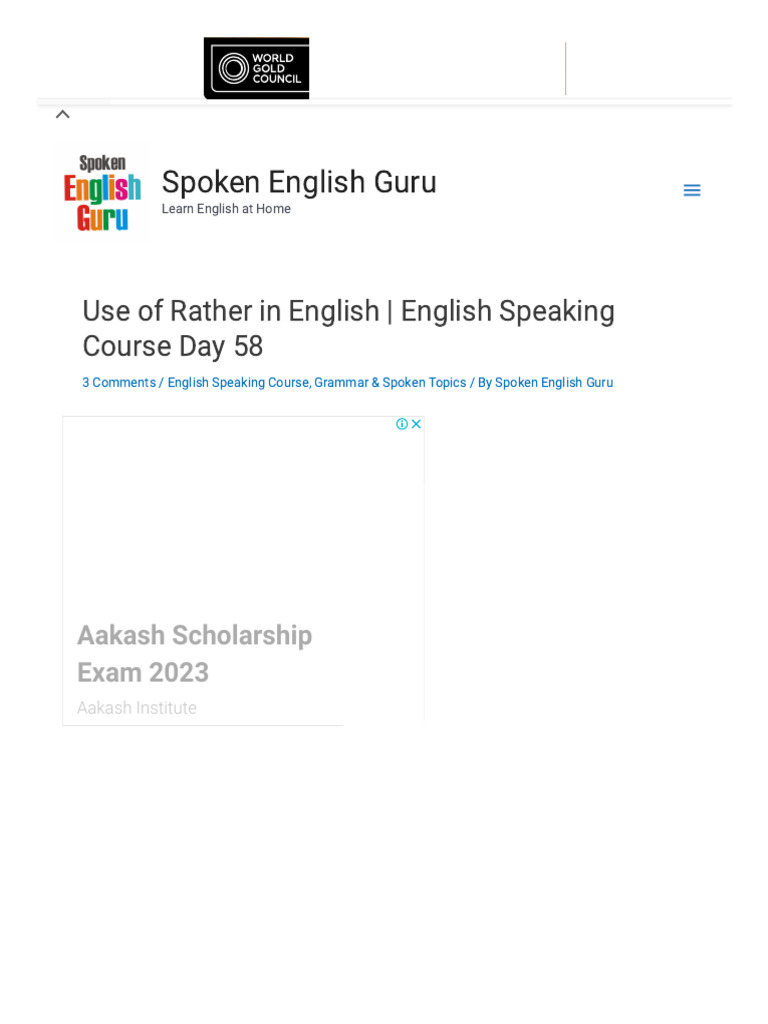 Use of "Rather" in English Grammar | PDF | Home & Garden