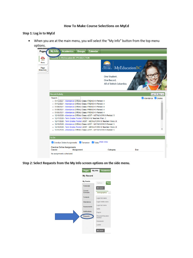 MyEd How To Make A Course Selection | PDF | Menu (Computing) | Software