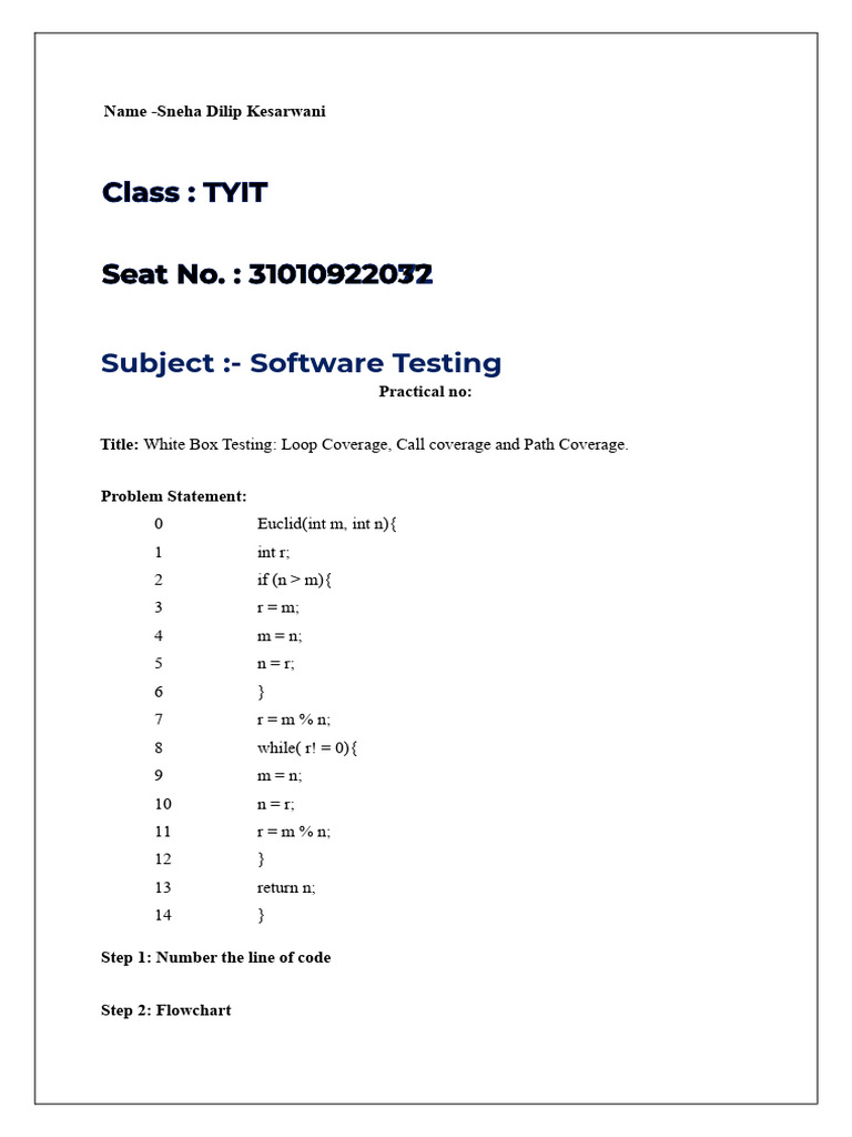 Snehakesarwani Loop Call Path Coverage Pdf Applied Mathematics