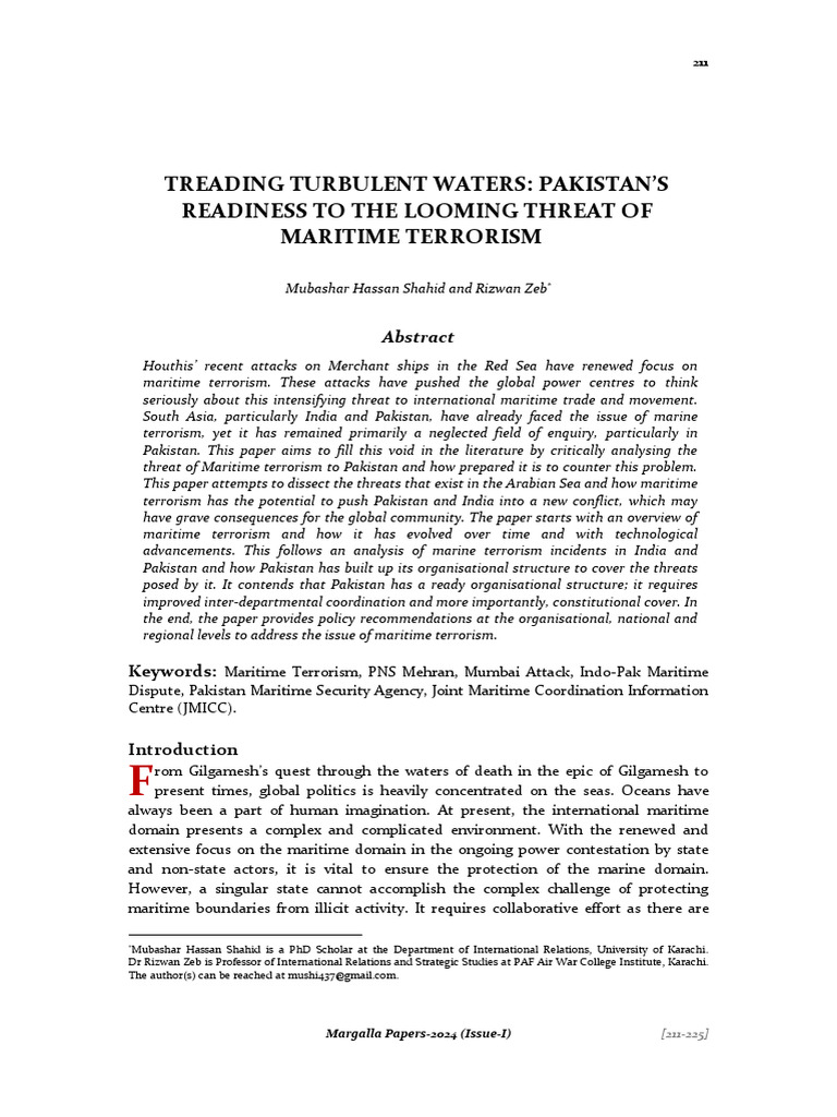 Pakistan's Maritime Terrorism Preparedness | PDF | Pakistan | Persian Gulf