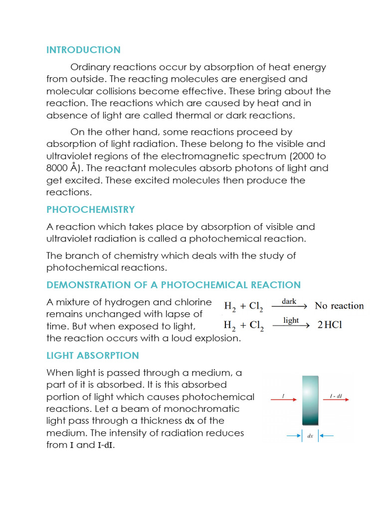 photocem | PDF | Photochemistry | Chemical Reactions