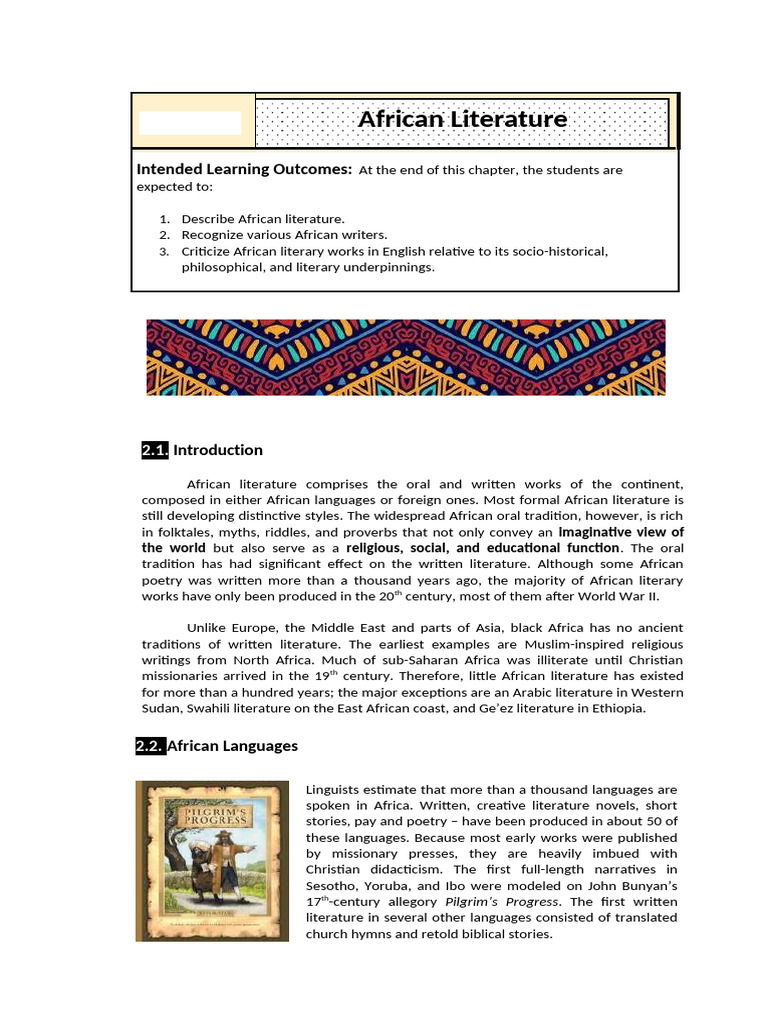 ASYNCHRONOUS # 1 African-Literature | PDF | African Literature | Africa