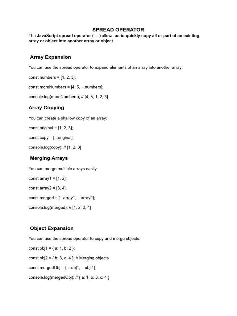 JavaScript Spread Operator Explained | PDF