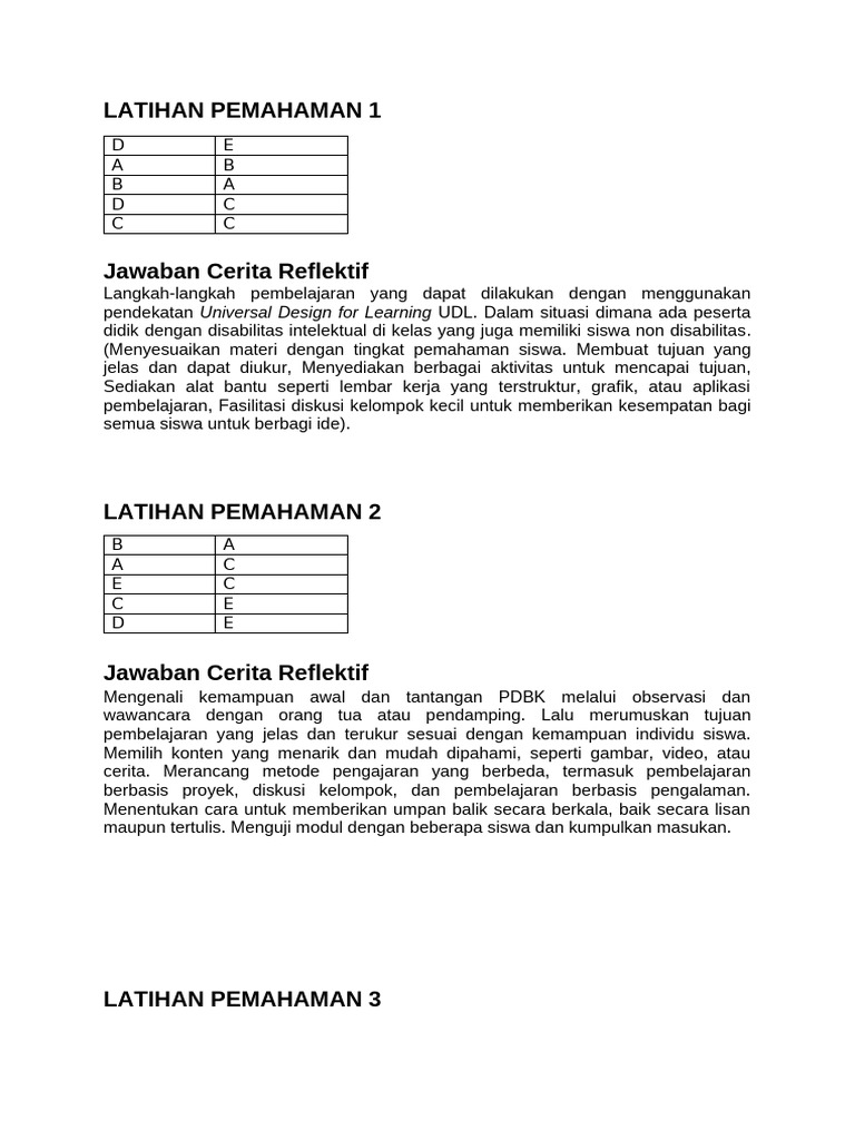 Latihan Pemahaman Modul 2 Plb Pdf
