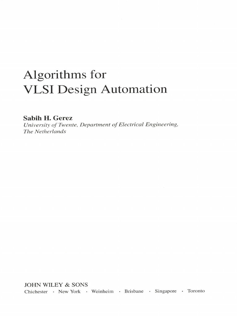 Algorithms For VLSI Design Automation (Gerez 1998-12-22) Part-1 | PDF ...