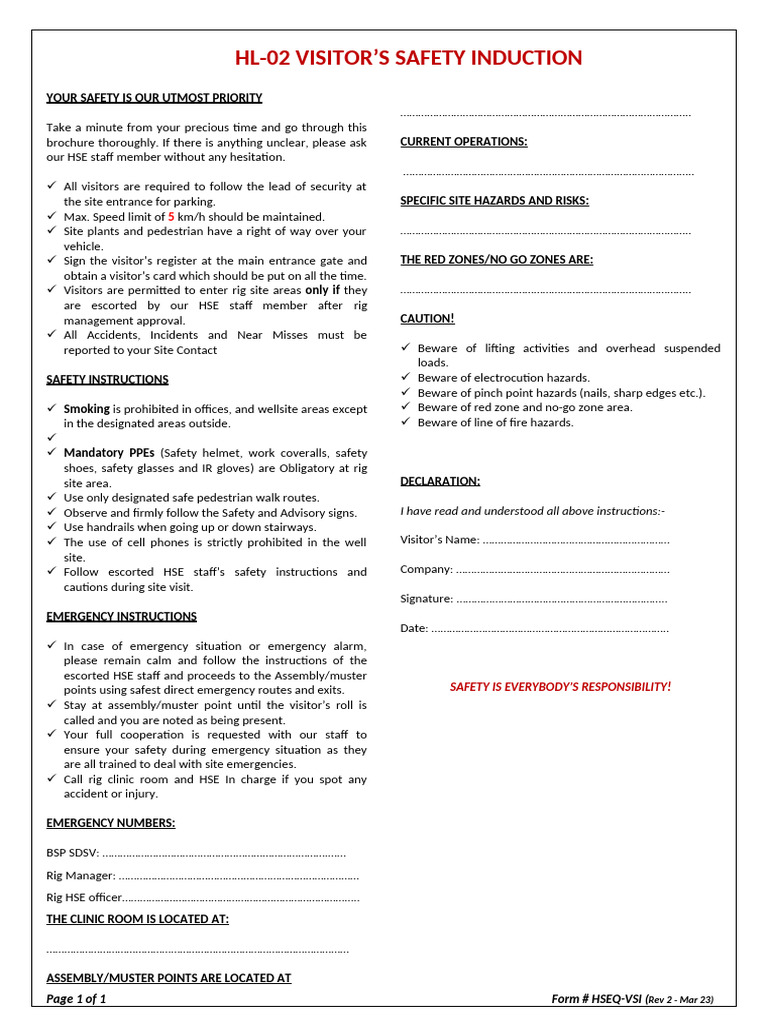 Visitor Safety Guide for Rig Sites | PDF | Transport | Safety
