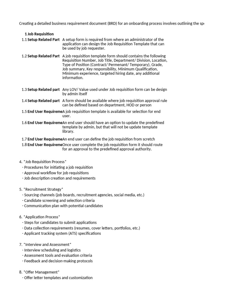 Business Requirements for Onboarding Process | PDF | Business