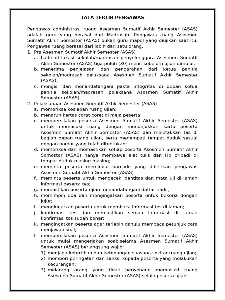 Tata Tertib Pengawas | PDF