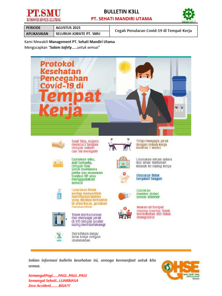 8.1 Bulletin K3LL - Cegah Penularan Covid 19 Di Tempat Kerja | PDF ...