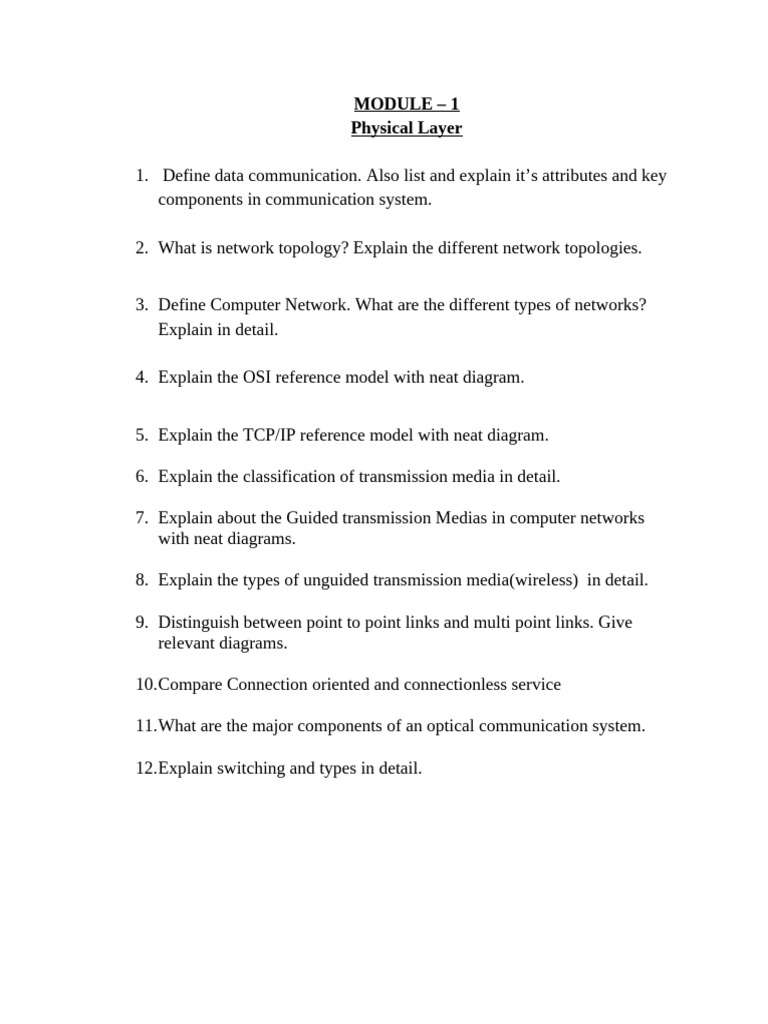 CN Modulewise Possible Questions | PDF | Technology & Engineering