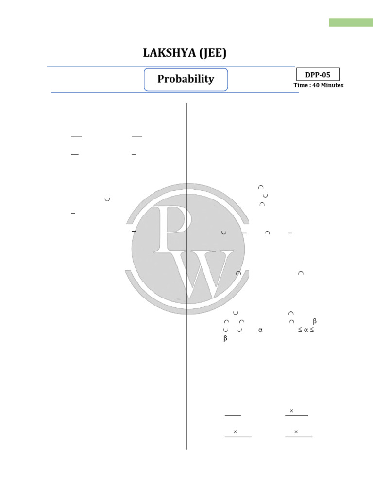 Probability DPP 05 of Lecture 06 Probability DPP 05 Lakshya JEE | PDF | Probability Theory ...