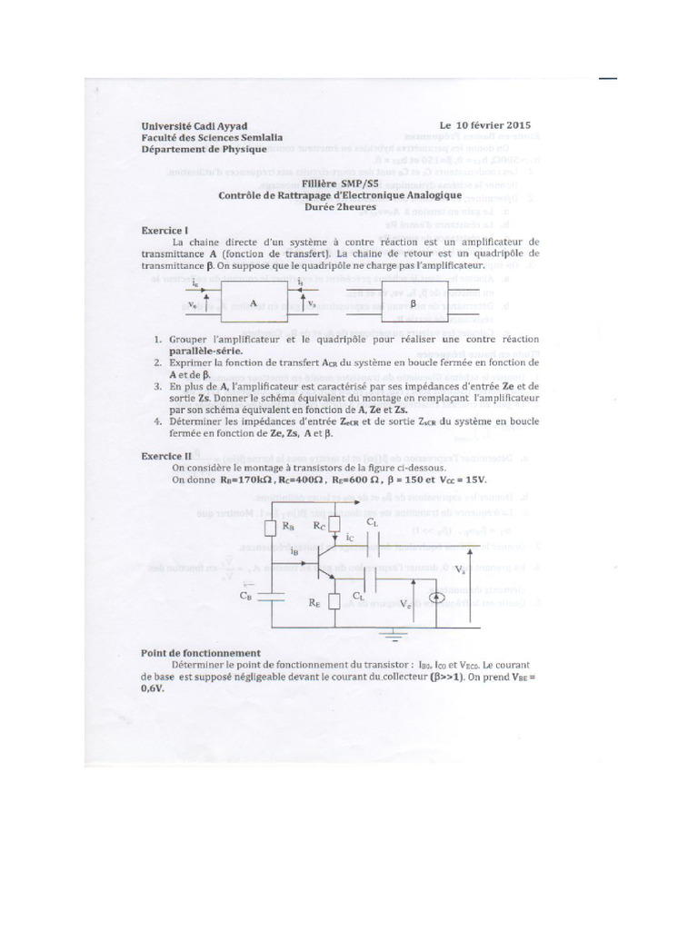 Controle de Rattrapage 2014 - 2015 | PDF