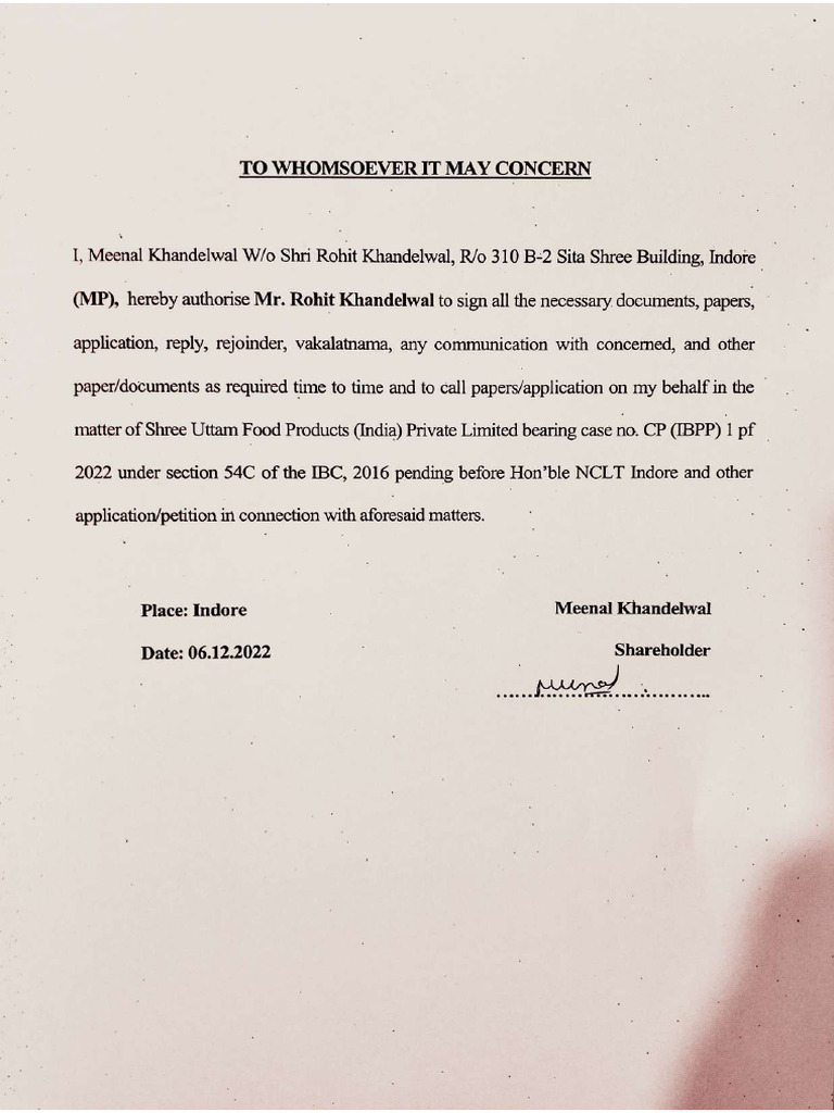 Authority Letter | PDF