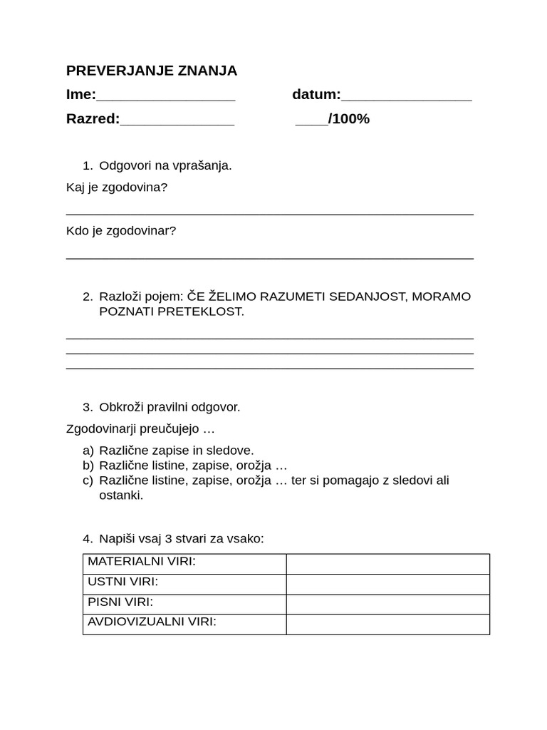 Preverjanje Znanja | PDF