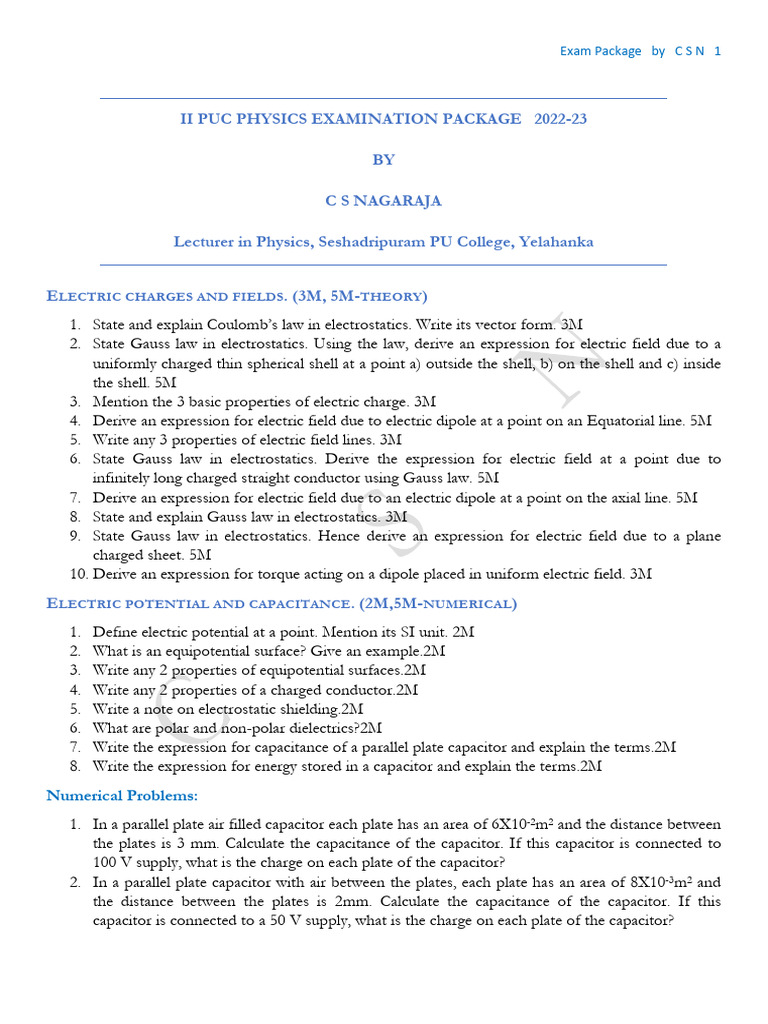 Physics Package CSN 1 | PDF | Inductance | Electrical Impedance