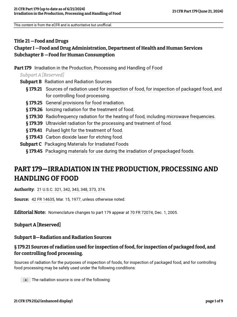 Food Irradiation Regulations Overview | PDF | Radiation | Absorbed Dose