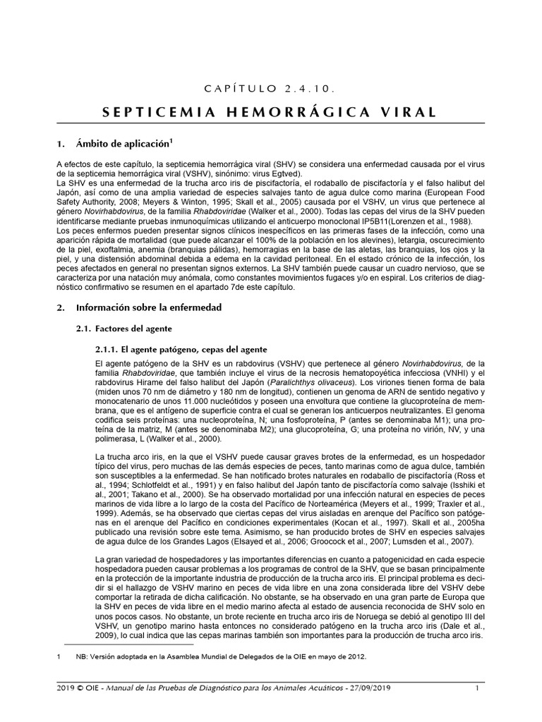 Septicemia Hemorrágica Viral en Peces | PDF | Virus | Cultivo de células