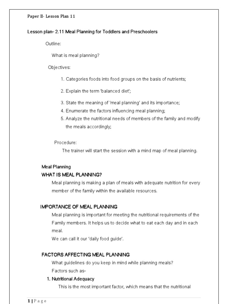 Meal Planning for Toddlers and Preschoolers | Nutrition | Eating