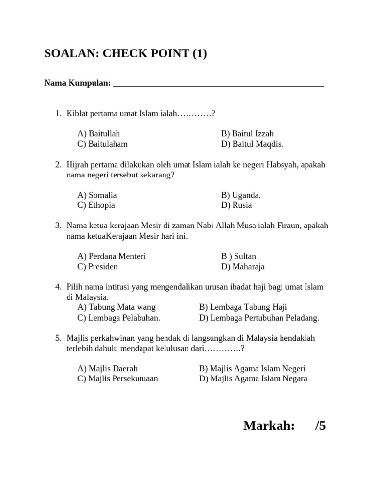 Soalan Kuiz Smart Solat | PDF