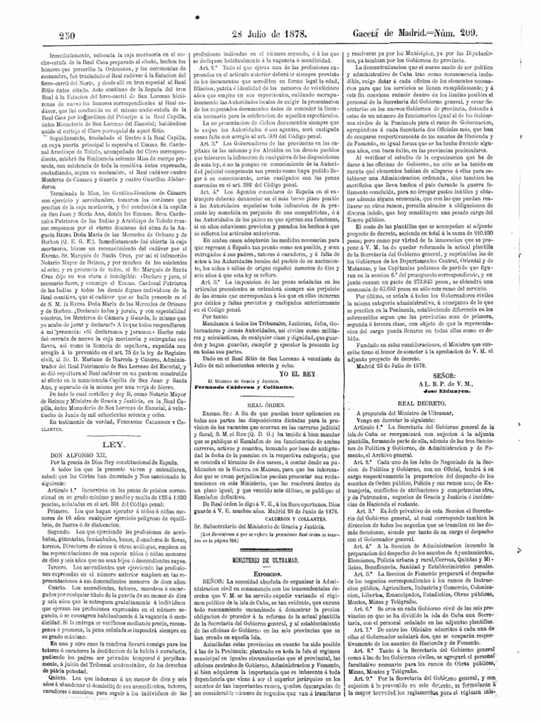 Funeral Real y Leyes de 1878 | PDF | Cuba | Justicia