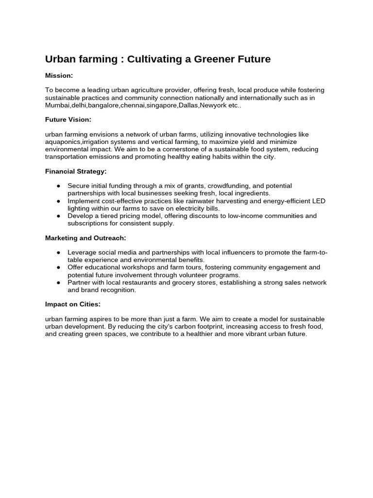 Urban Farming Business Plan | PDF