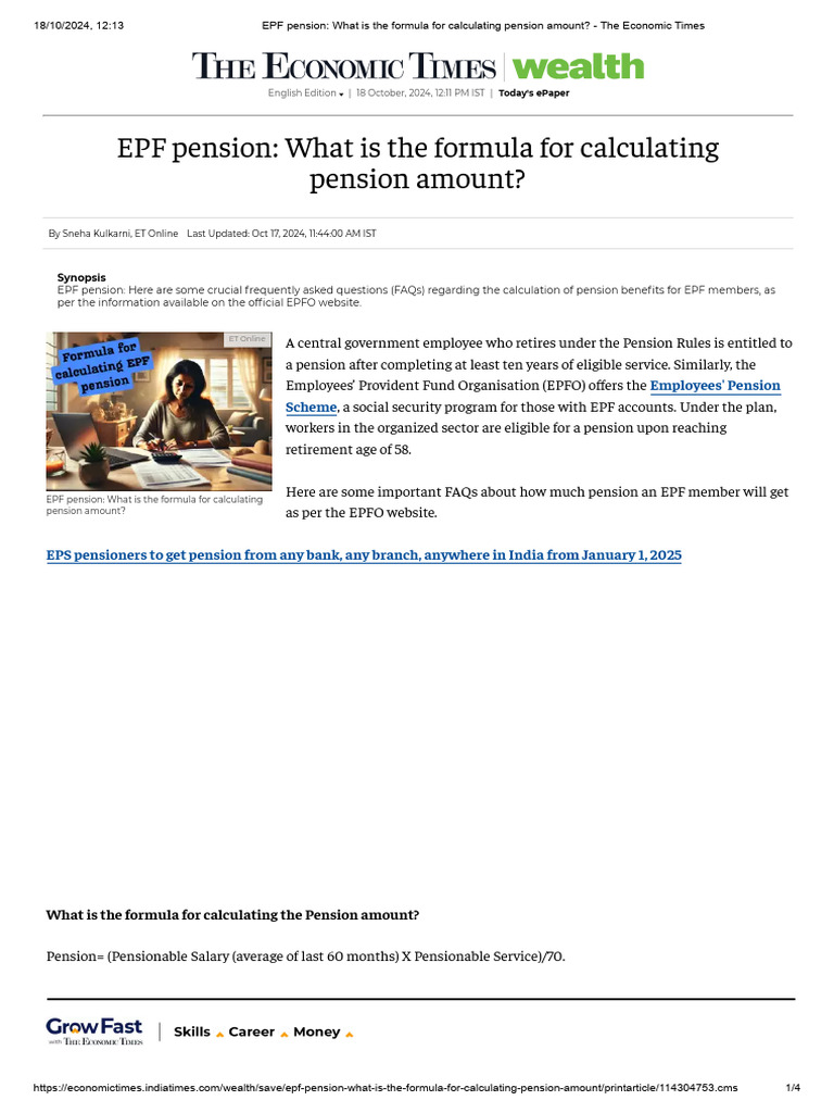 EPF Pension - What Is The Formula For Calculating Pension Amount - The ...
