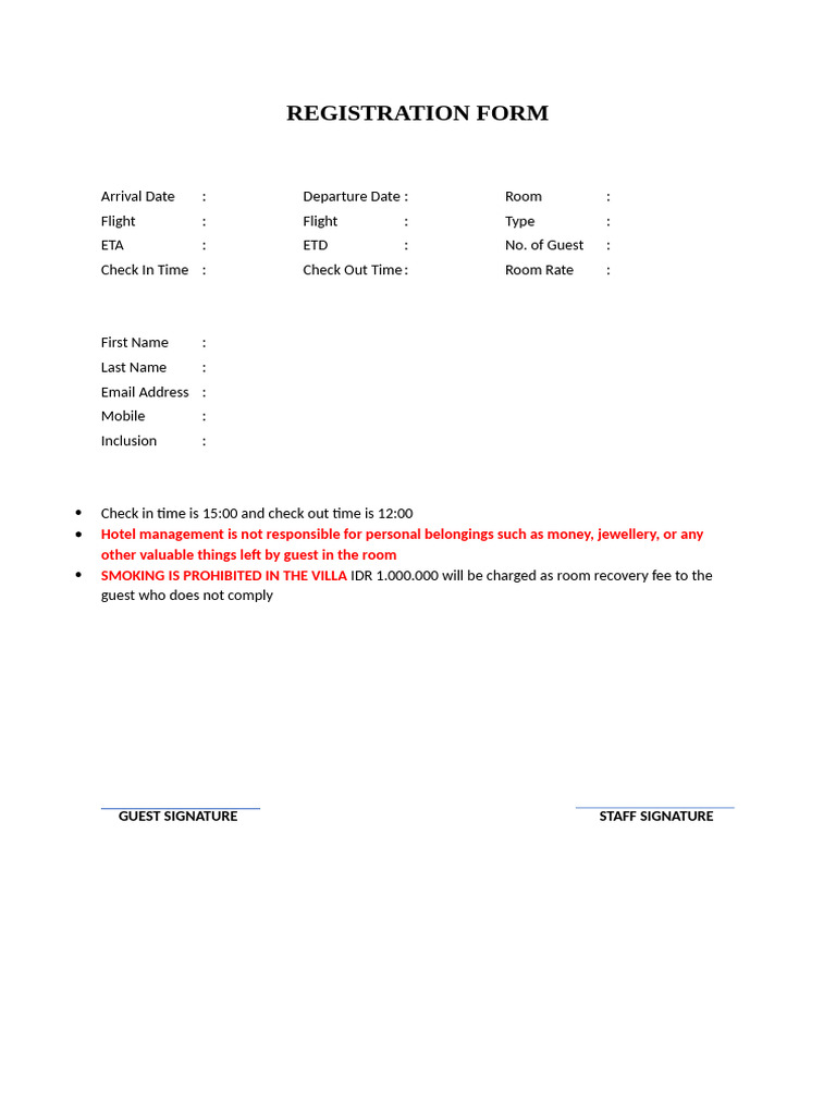 Format Registration Form | PDF