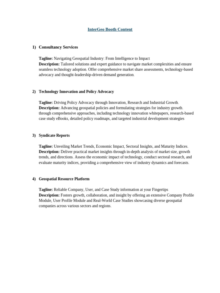 Content For InterGeo Booth Design | PDF