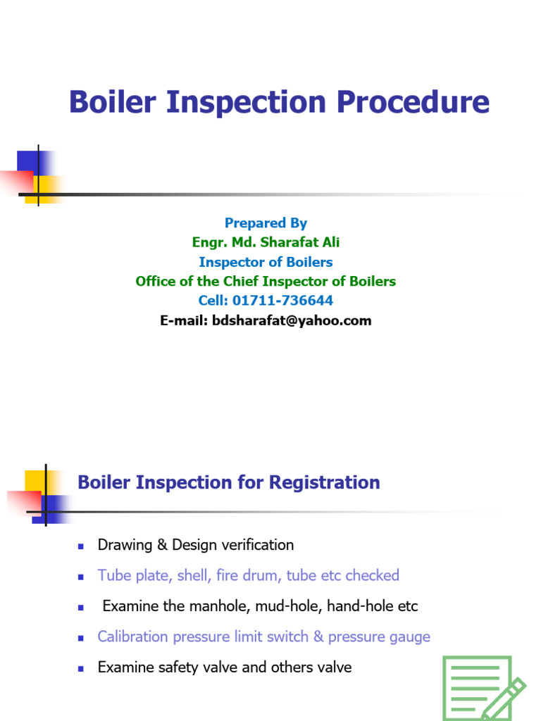 Boiler Inspection Procedure | PDF | Boiler | Valve