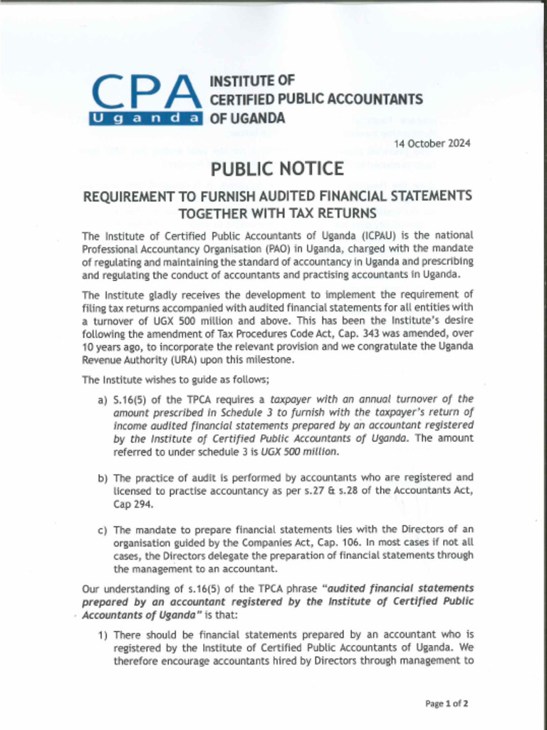 X REQUIREMENT TO FURNISH AUDITED FINANCIAL STATEMENTS TOGETHER WITH TAX ...