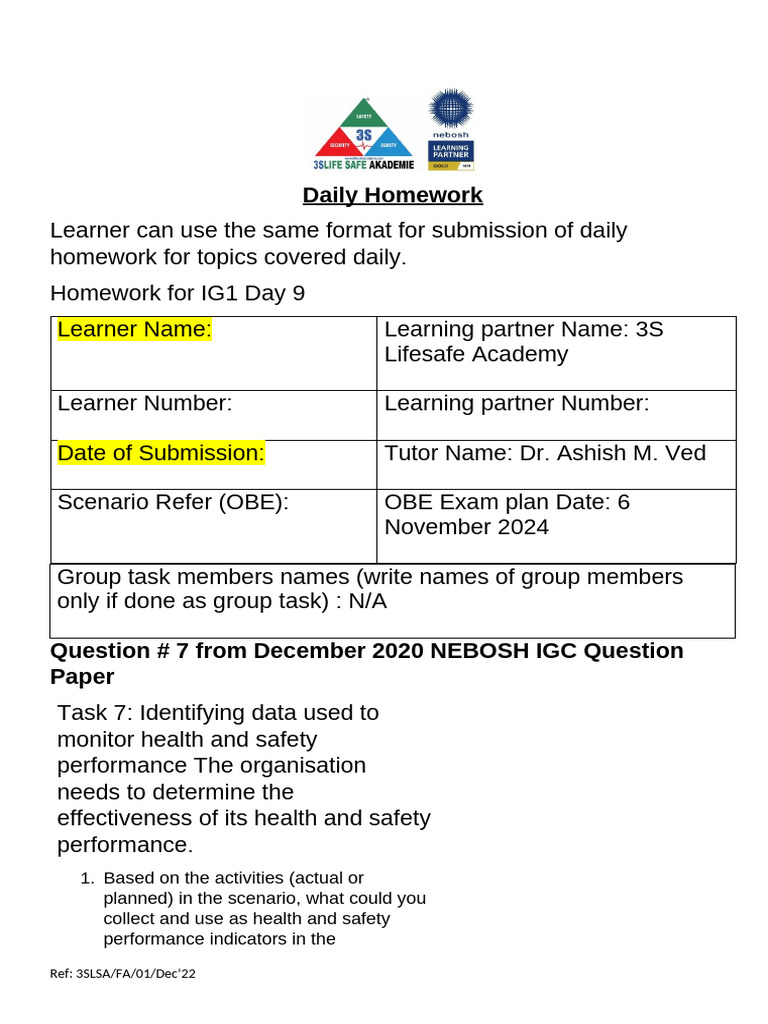 Learner Homework Template 3S - IG1 Day 9 | PDF | Career & Growth