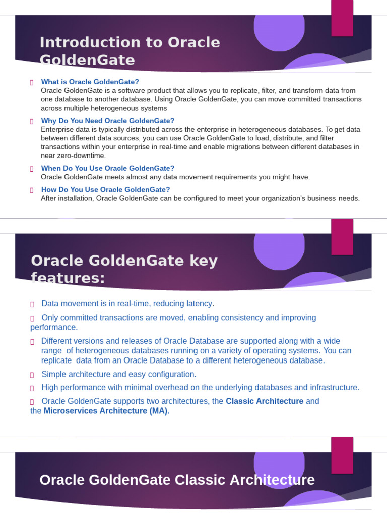 Oracle Goldengate Classic Architecture Pdf Replication Computing Databases