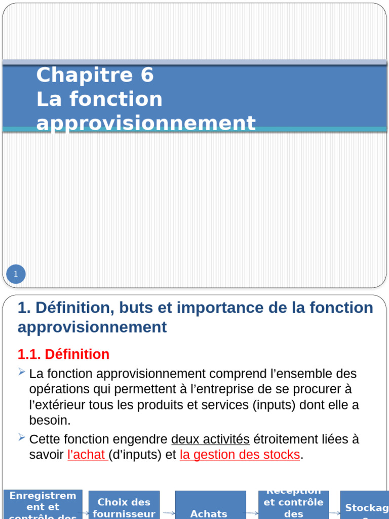 Définition de la fonction approvisionnement | PDF | Inventaire | Stockage de l'énergie
