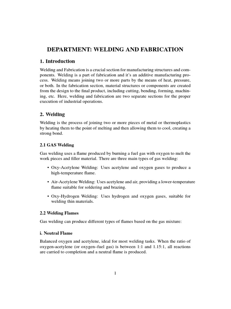 Department Welding and Fabrication | PDF | Welding | Construction