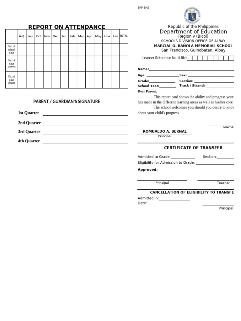 SF9-SHS | PDF | Learning