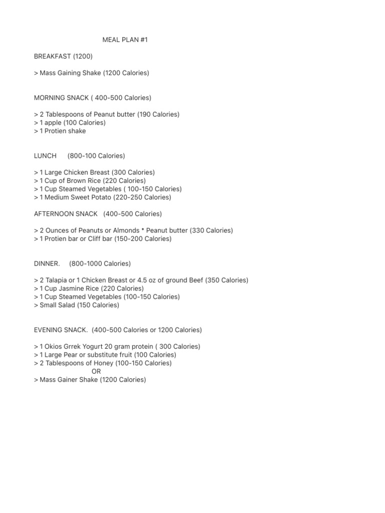 MEAL PLAN #1 | PDF