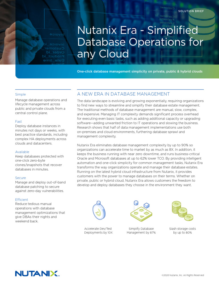 Solution Brief-Nutanix-Era | PDF | Cloud Computing | Databases