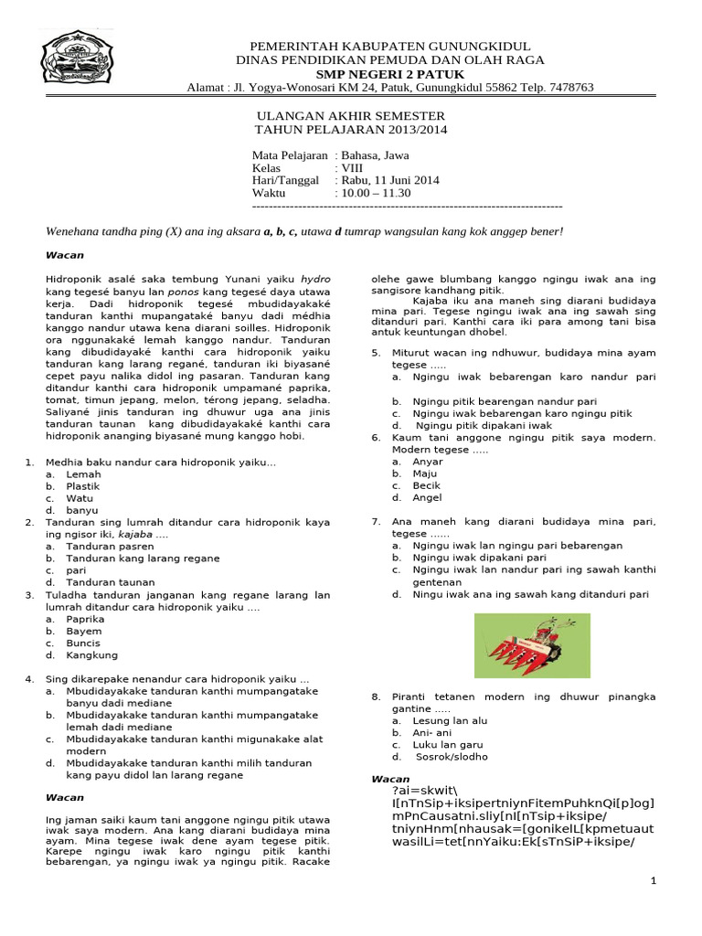 Soal Uas 8 2014 | PDF