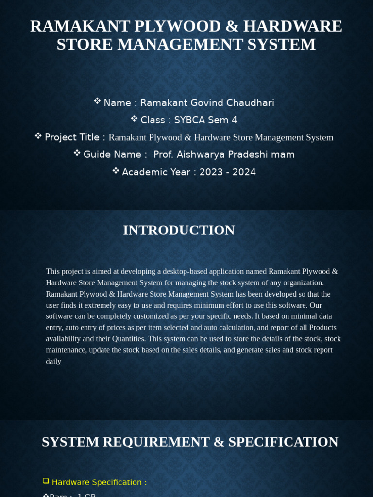 Ramakant Plywood & Hardware Store Management System | PDF | Business | Technology & Engineering