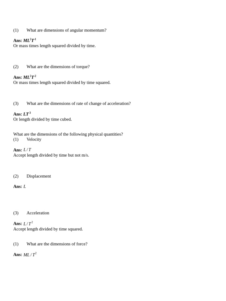 Prefixes and Dimensional Analysis | PDF | Torque | Momentum