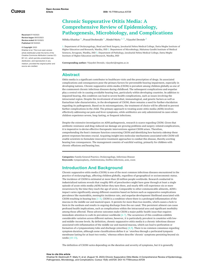 Pathophysiology of Chronic Otitis Media | PDF | Medicine | Health Sciences