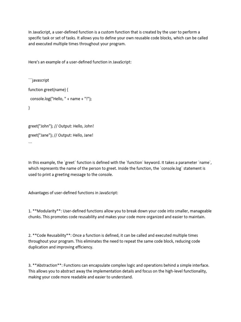 JavaScript User-Defined Functions | PDF