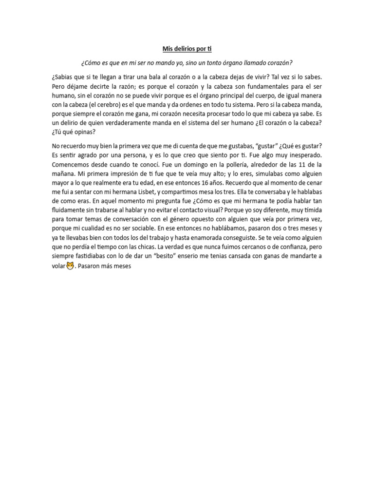 Mis Delirios Por Ti | PDF