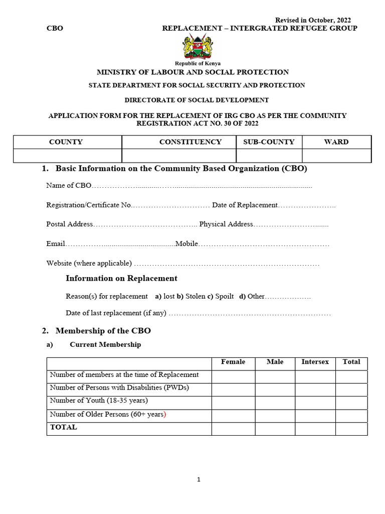 CBO Certificate Replacement Form | PDF | Politics | Social Science