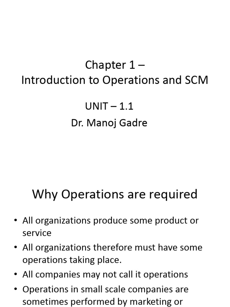 Chapter 1 Introduction To Operations and Supply Chain Management | PDF ...